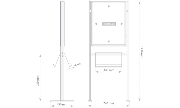 Informační tabule A1 jednostranná, stojan 2x3 | Kokiskashop.cz